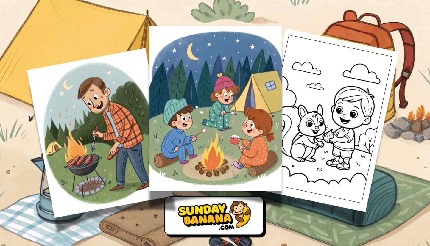 Camping Coloring Pages (30 Free PDF Printables) - Sunday Banana | Free ...