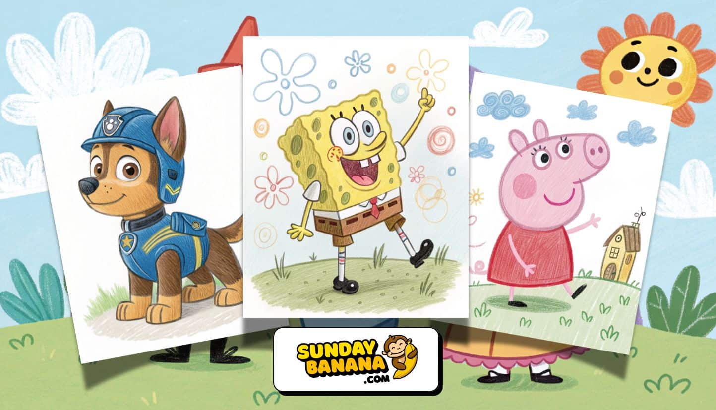 Kids TV Shows Coloring Pages (Free PDF Printables) - Sunday Banana ...