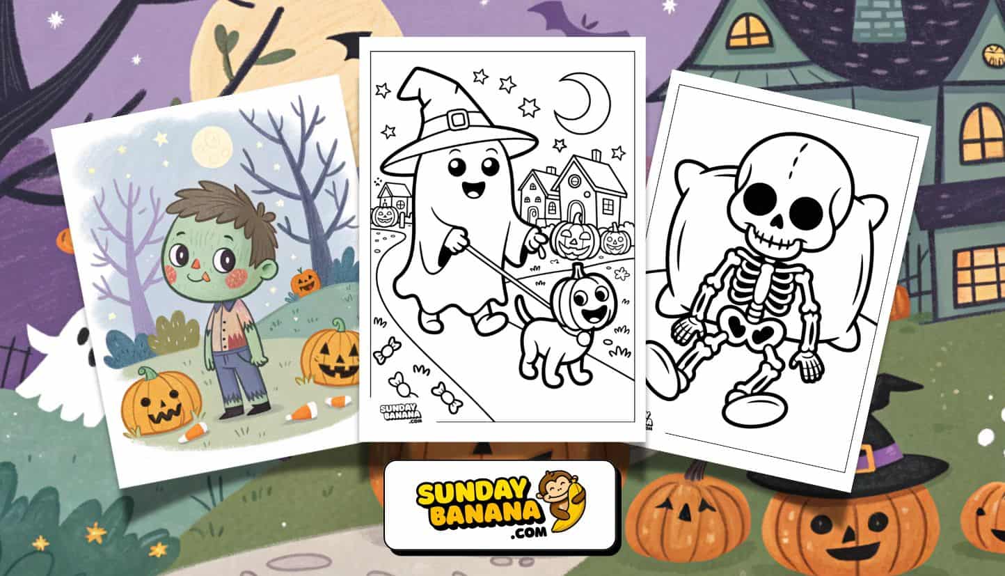 Halloween Coloring Pages (Free PDF Printables) - Sunday Banana | Free ...